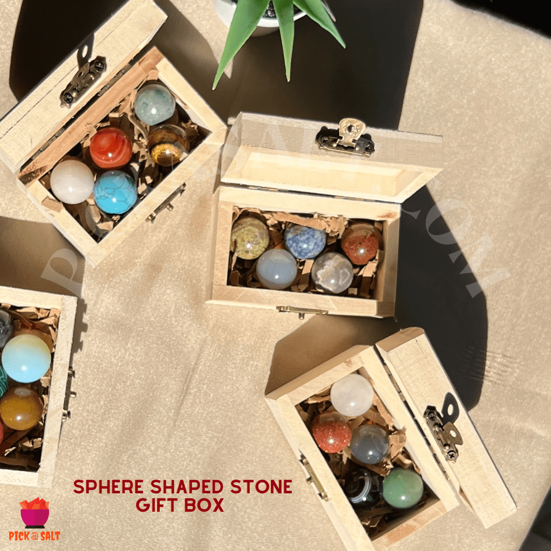 Natural Stone Spheres (Set Of 5) Gift Box - GEMORZO FASHION